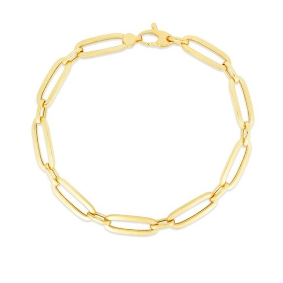 Jewelry | 14k Gold 56mm Bombay Paperclip Bracelet | Poshmark
